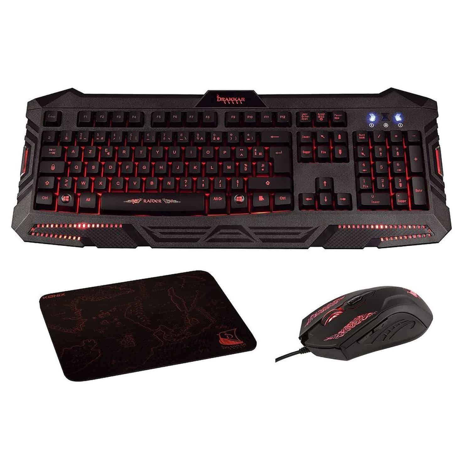 Pack 3en1 Clavier+Souris +Tapis Konix Drakkar - WIKI High Tech Provider